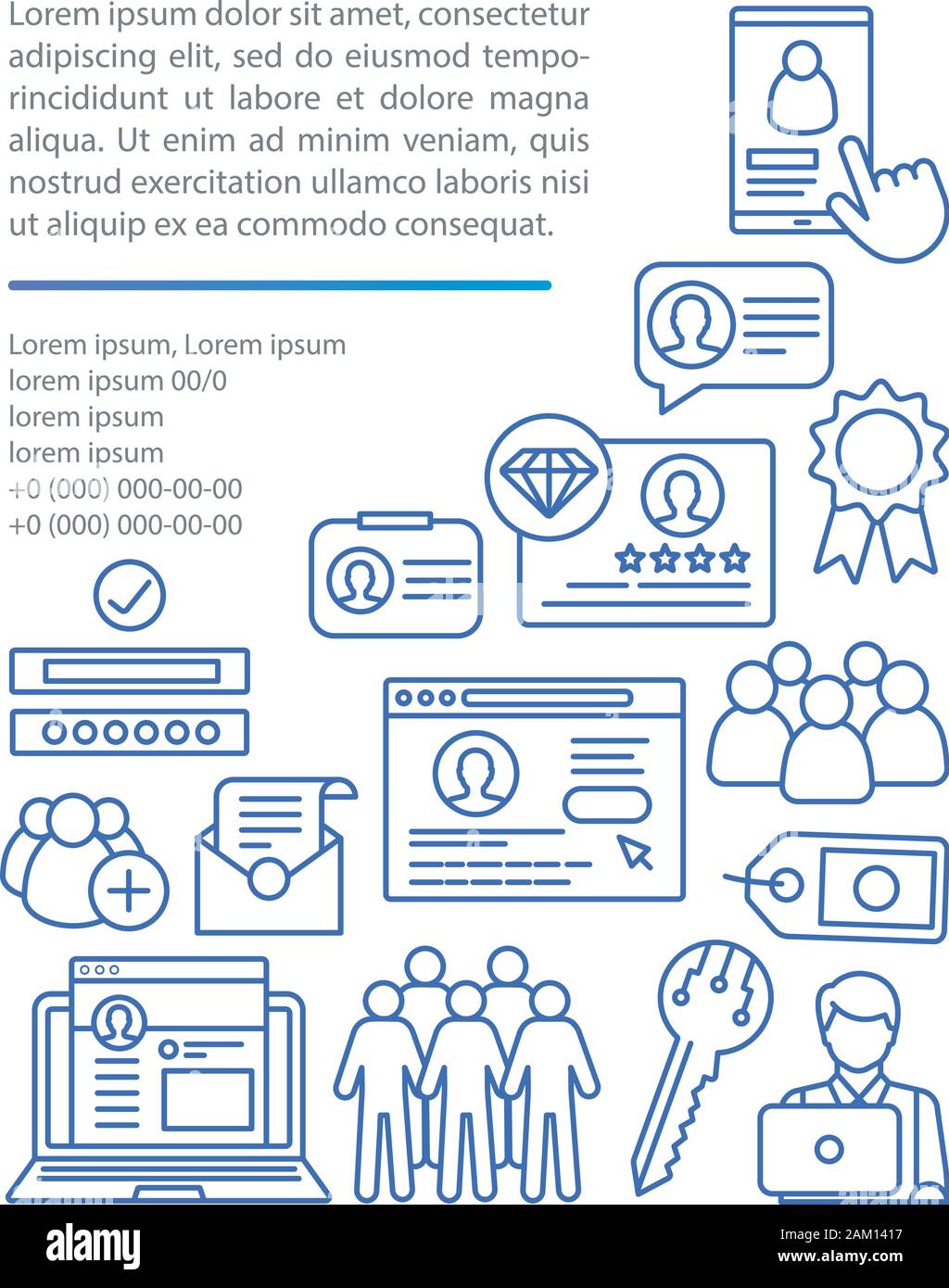 Membership article page vector template. Website registration. Brochure, magazine, booklet ...