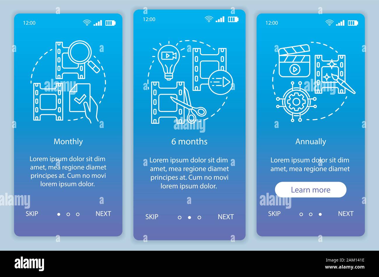 Video Editor Subscription Onboarding Mobile App Page Screen Vector Template Walkthrough Website