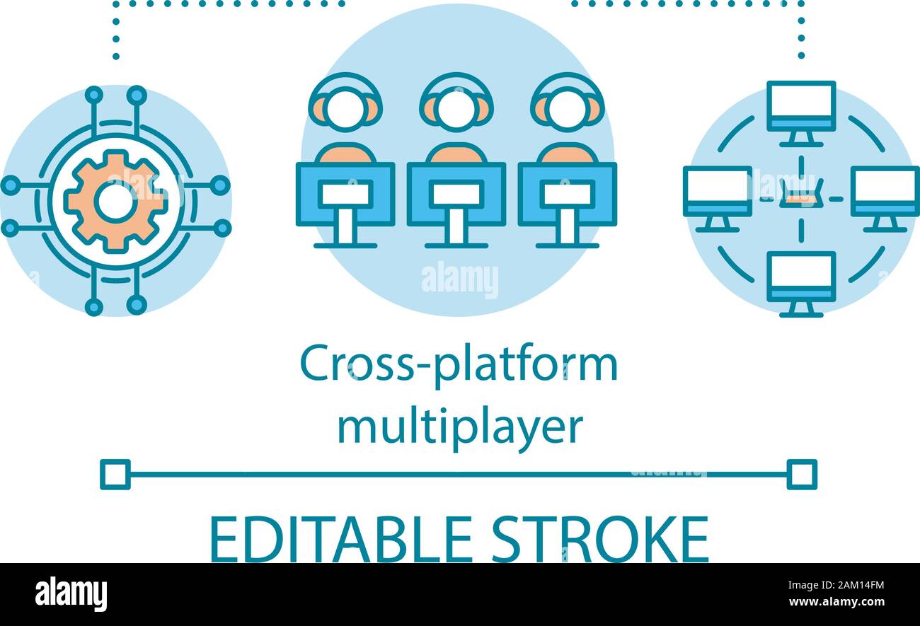 Cross Platform Multiplayer Game Concept Icon Server Connection Online
