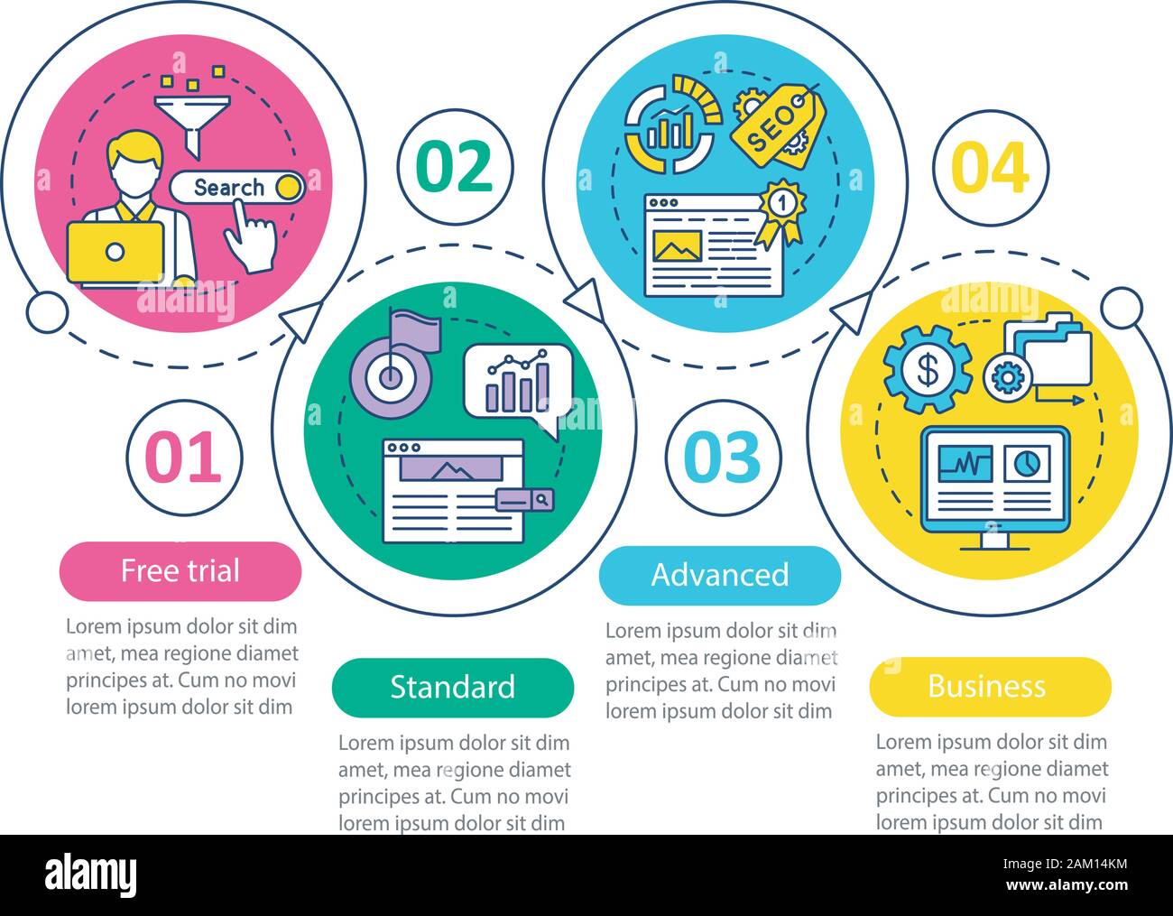 SEO keyword tool subscription vector infographic template. Business ...