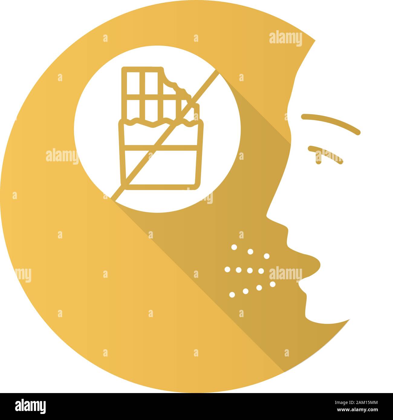 Food allergy flat design long shadow glyph icon. Chocolate allergens ...