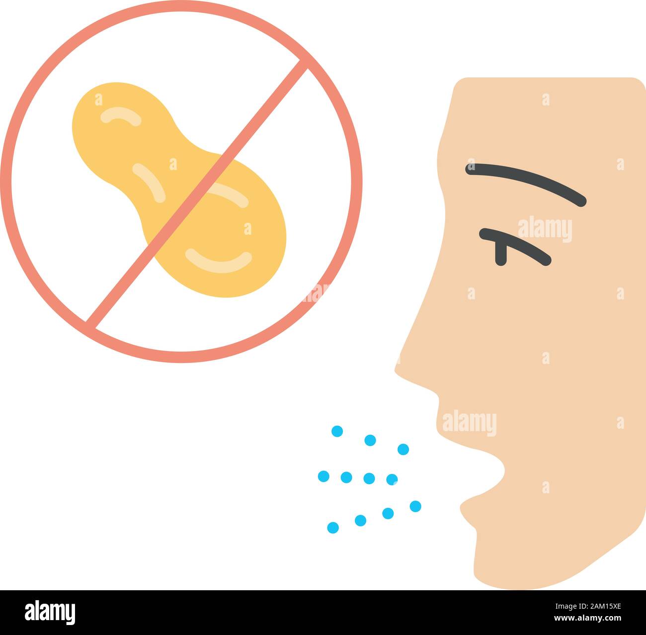 Nut allergy flat design long shadow color icon. Peanut allergens. Use ...