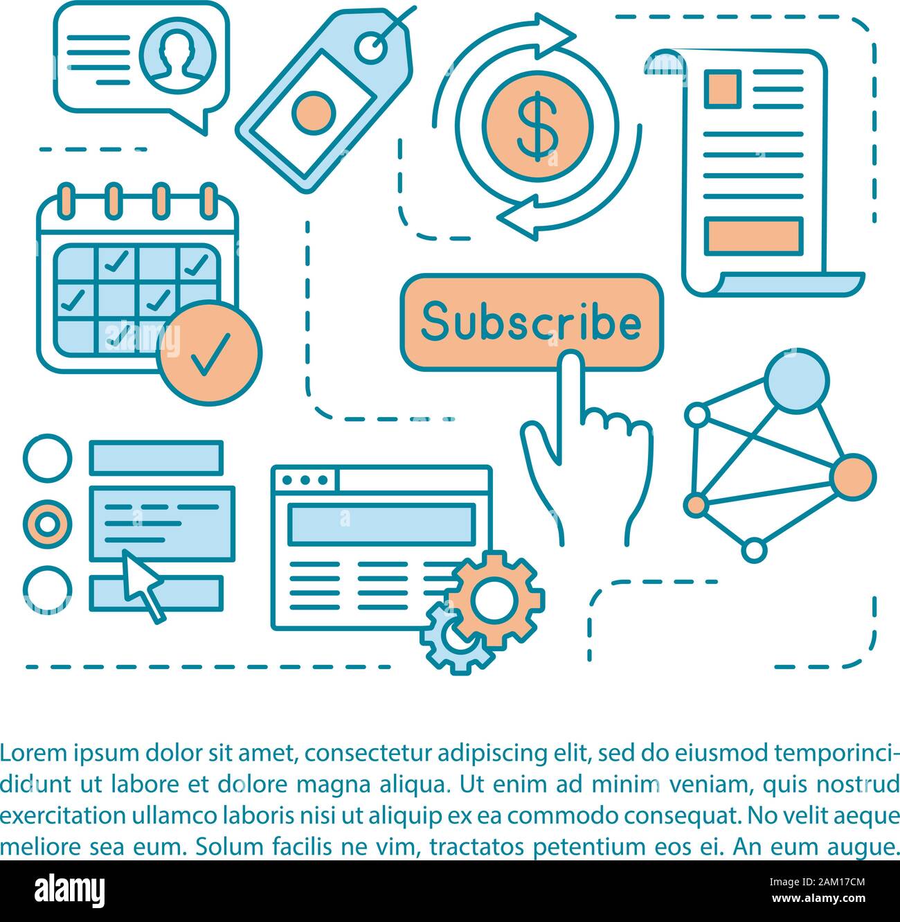 Subscription article page vector template. Web registration. Brochure, magazine, booklet design ...