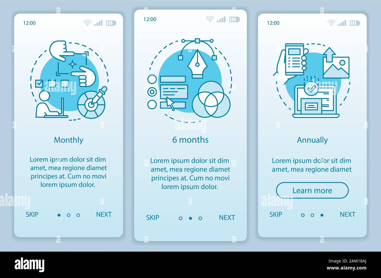 Photo Editor Subscription Onboarding Mobile App Page Screen Vector Template Monthly Or Annually