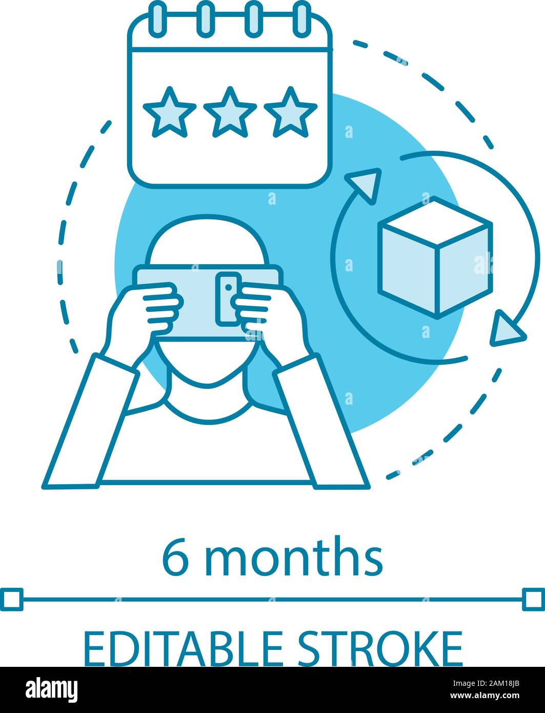 6 months concept icon. AR tool subscription tariff idea thin line ...