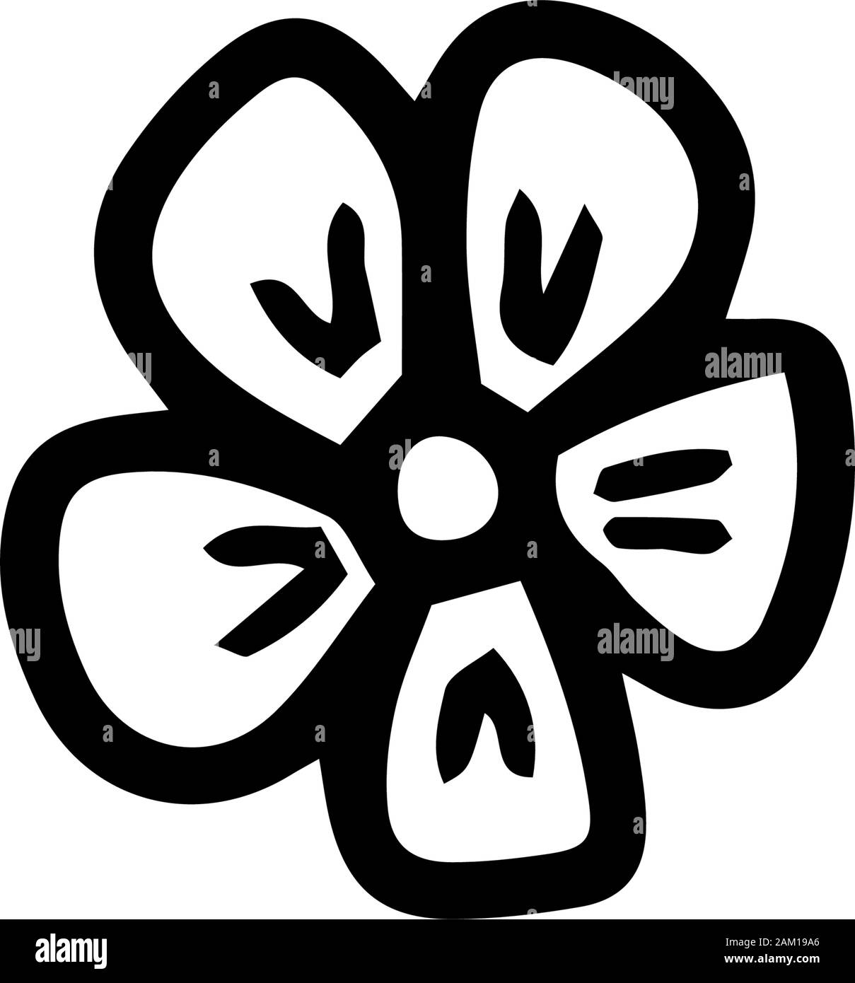 Cute single blooming daisy hand drawn floral element. Doodle vector ...