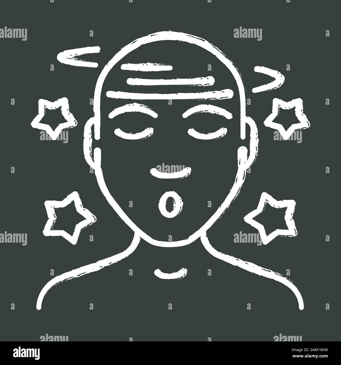 Dizziness chalk icon. Person suffering from vertigo illness. Influenza ...