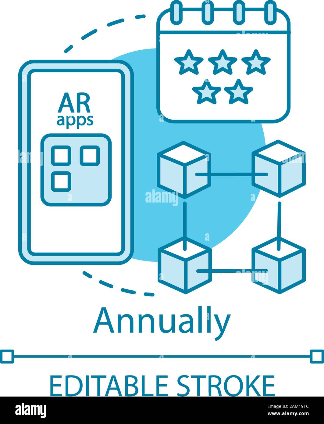 Annually concept icon. AR tool subscription tariff idea thin line ...