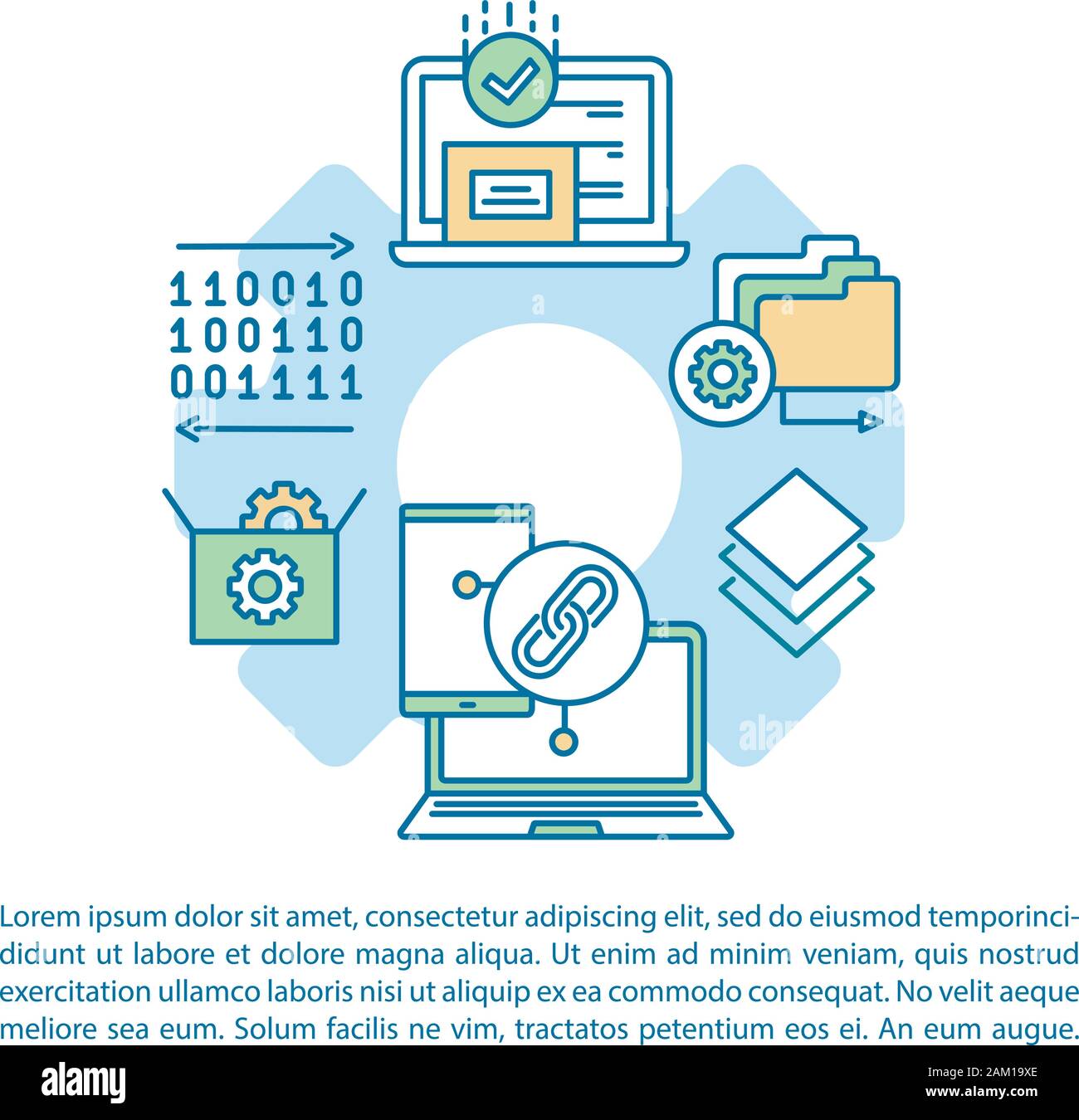 Cross platform programming article page vector template. Software brochure, magazine, booklet ...