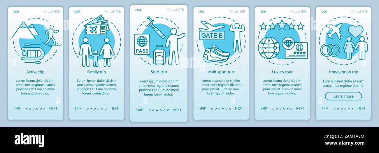 Travel Styles Onboarding Mobile App Page Screen Vector Template Solo