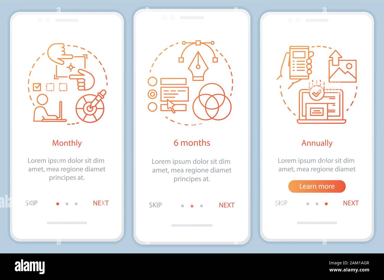 Photo editor subscription onboarding mobile app page screen with linear concepts. 6 months ...