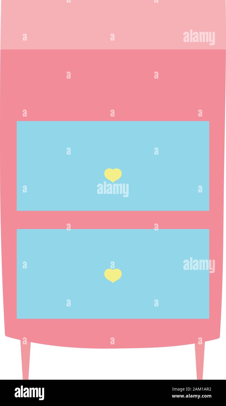 bedside table furniture drawers decoration vector illustration Stock ...