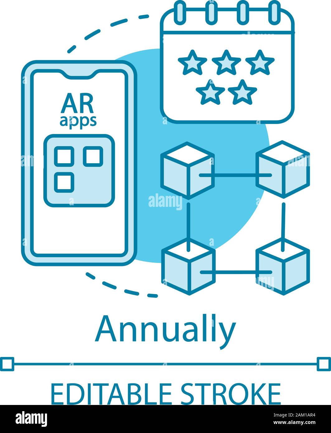 Annually concept icon. AR tool subscription tariff idea thin line ...