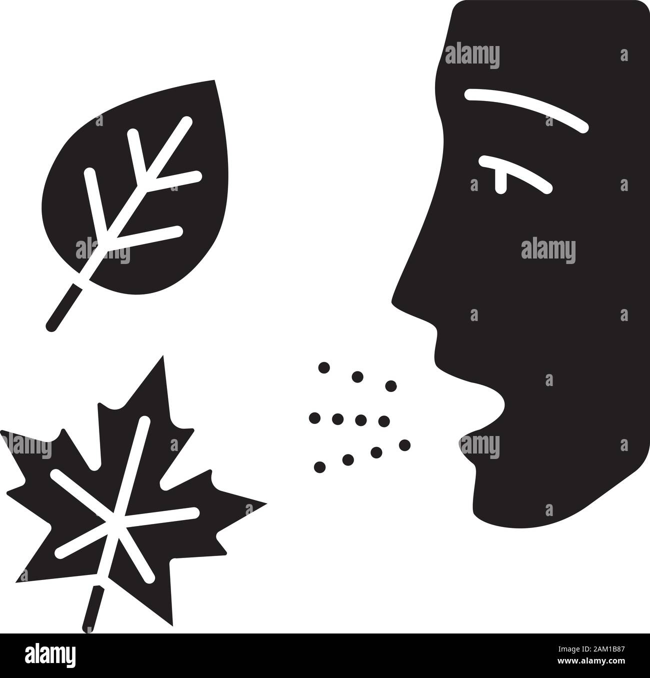 Fall allergy glyph icon. Seasonal allergy. Allergic reaction to ragweed ...