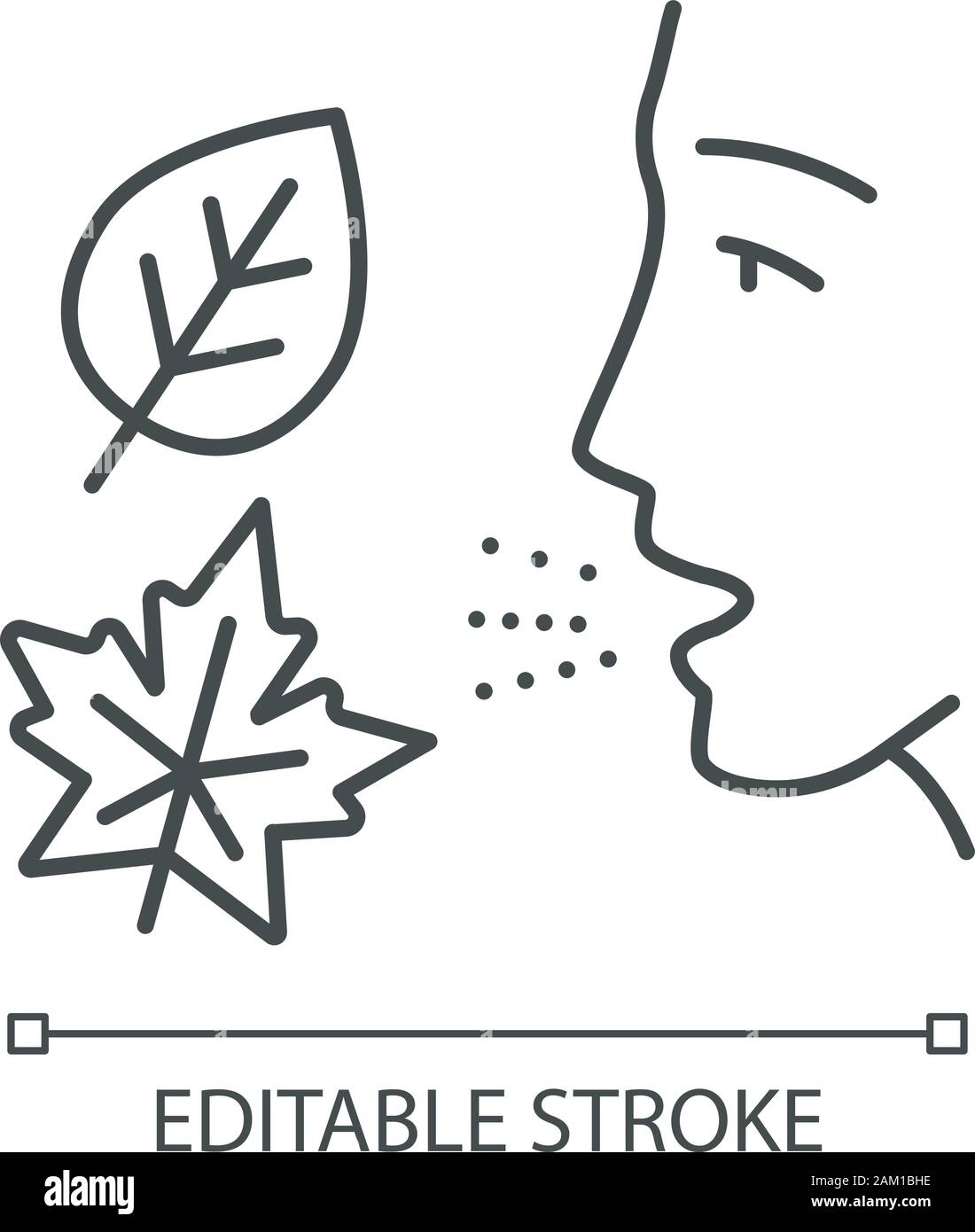 Fall allergy linear icon. Seasonal allergy. Hypersensitivity of immune ...