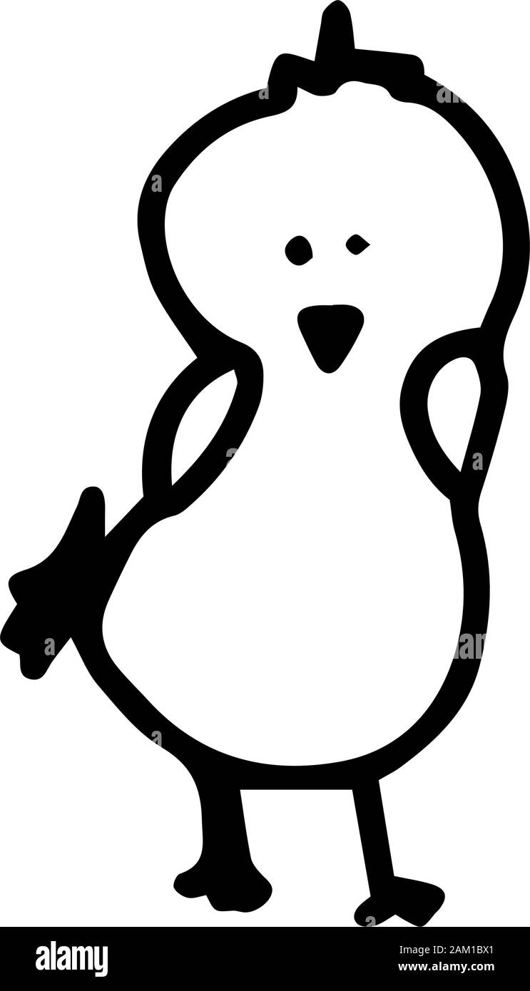 Little cute easter chick in doodle outline style isolated on white ...