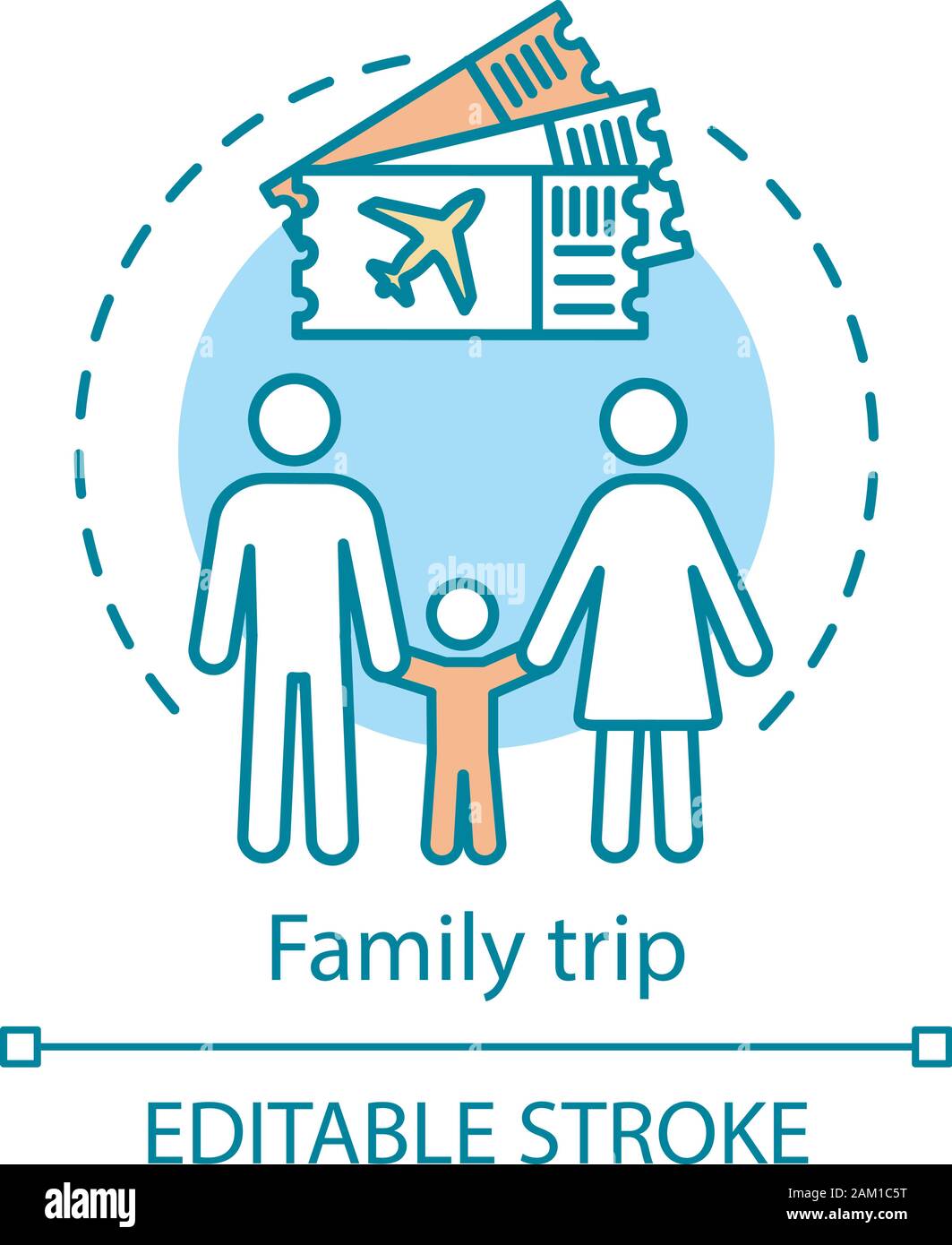 Family trip concept icon. Travel style idea thin line illustration ...