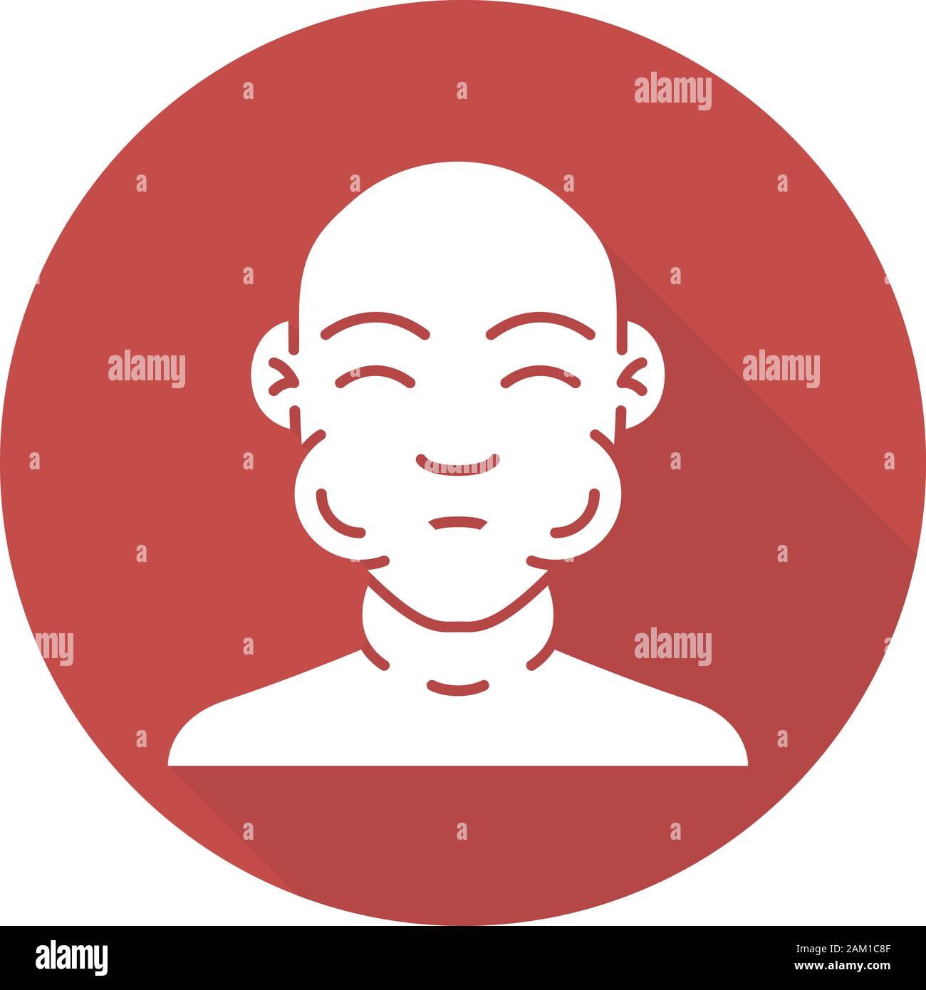 Face swelling flat design long shadow glyph icon. Bee, mosquito bite ...