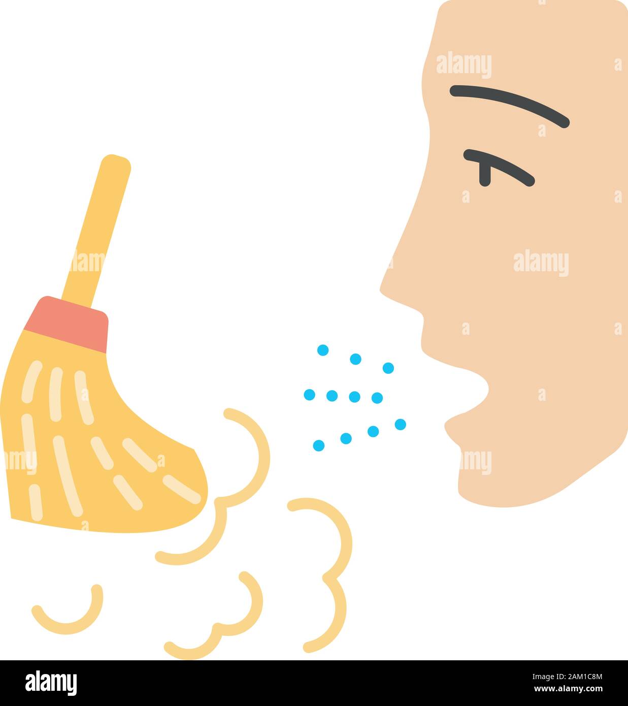 Dust allergy flat design long shadow color icon. Airborne allergen ...