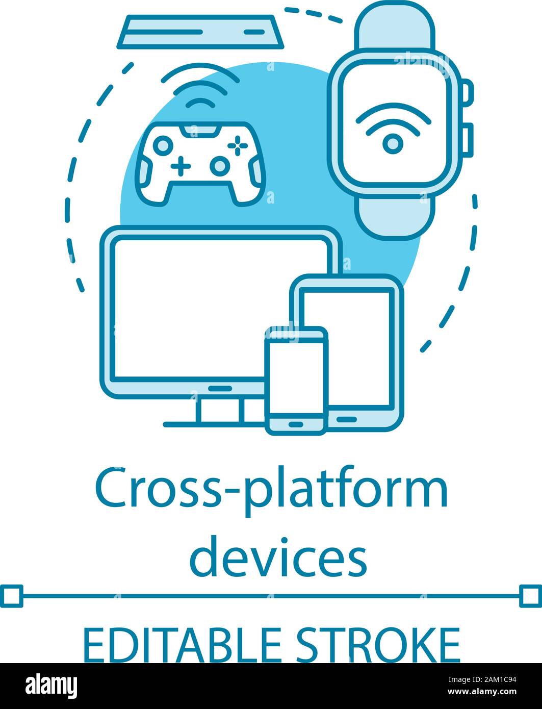 Cross platform devices connection concept icon. Internet of things idea ...