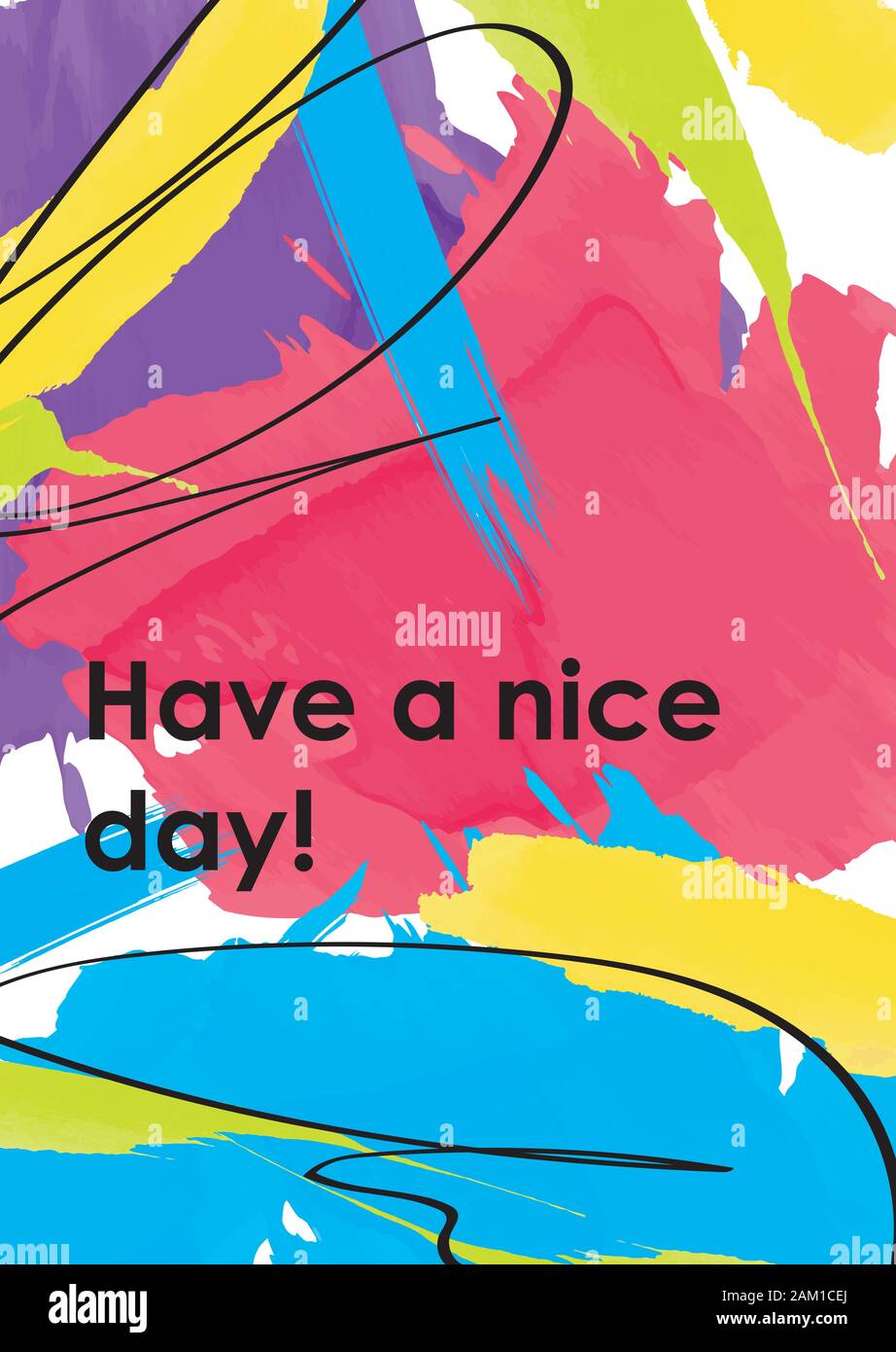 Have a nice day web banner, poster template. Positive wish on ...