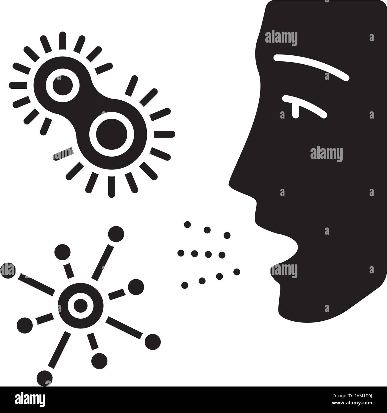 Dust allergy glyph icon. Allergic reaction to bacteria. Pathogen ...