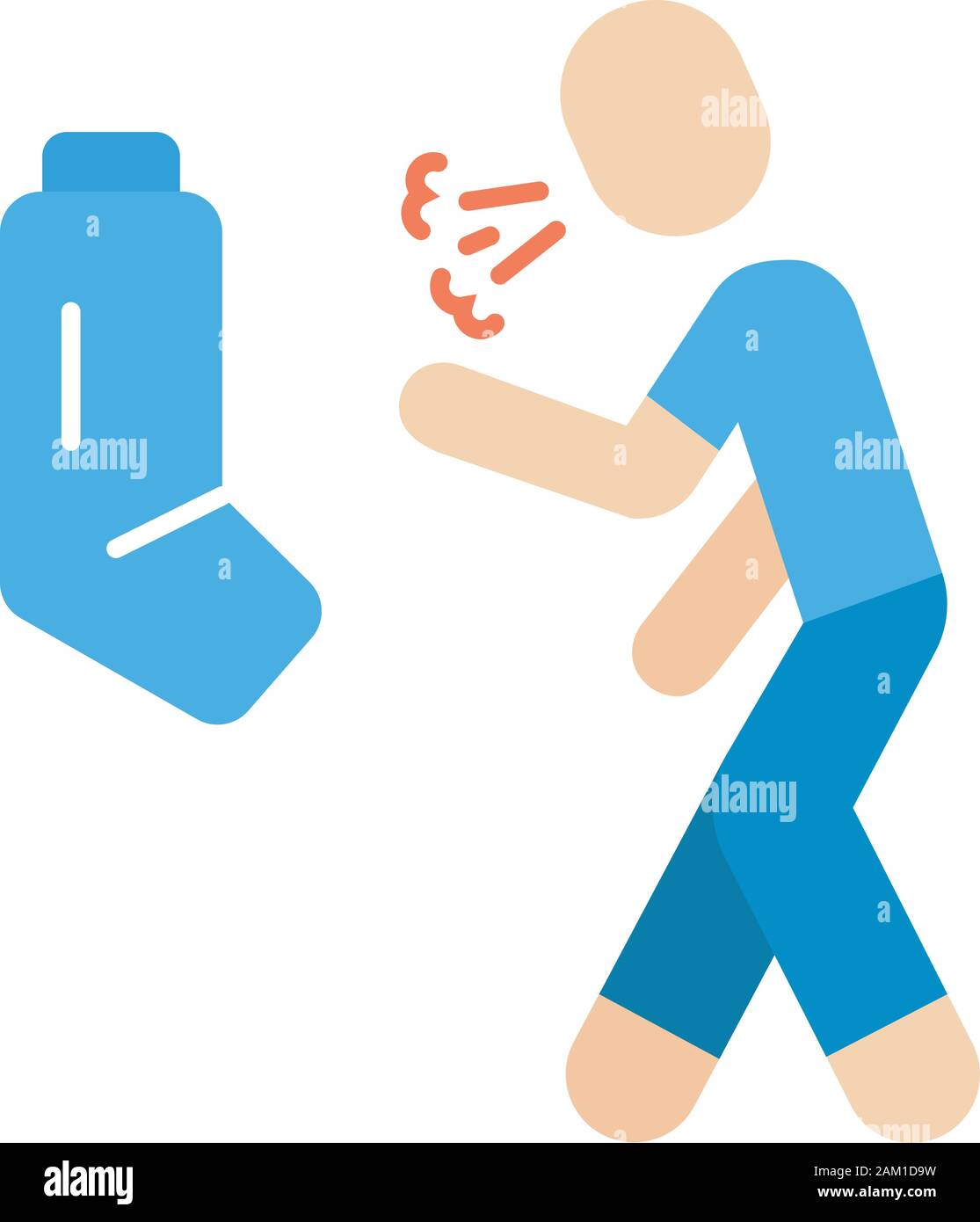 Allergic asthma flat design long shadow color icon. Asthmatic using ...