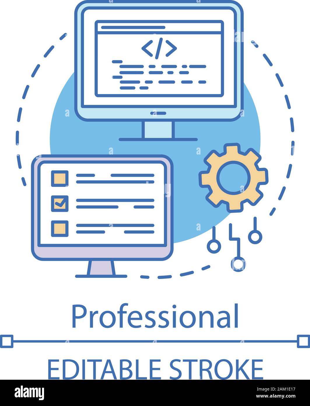 Professional concept icon. Website builder pricing idea thin line illustration. Frontend ...