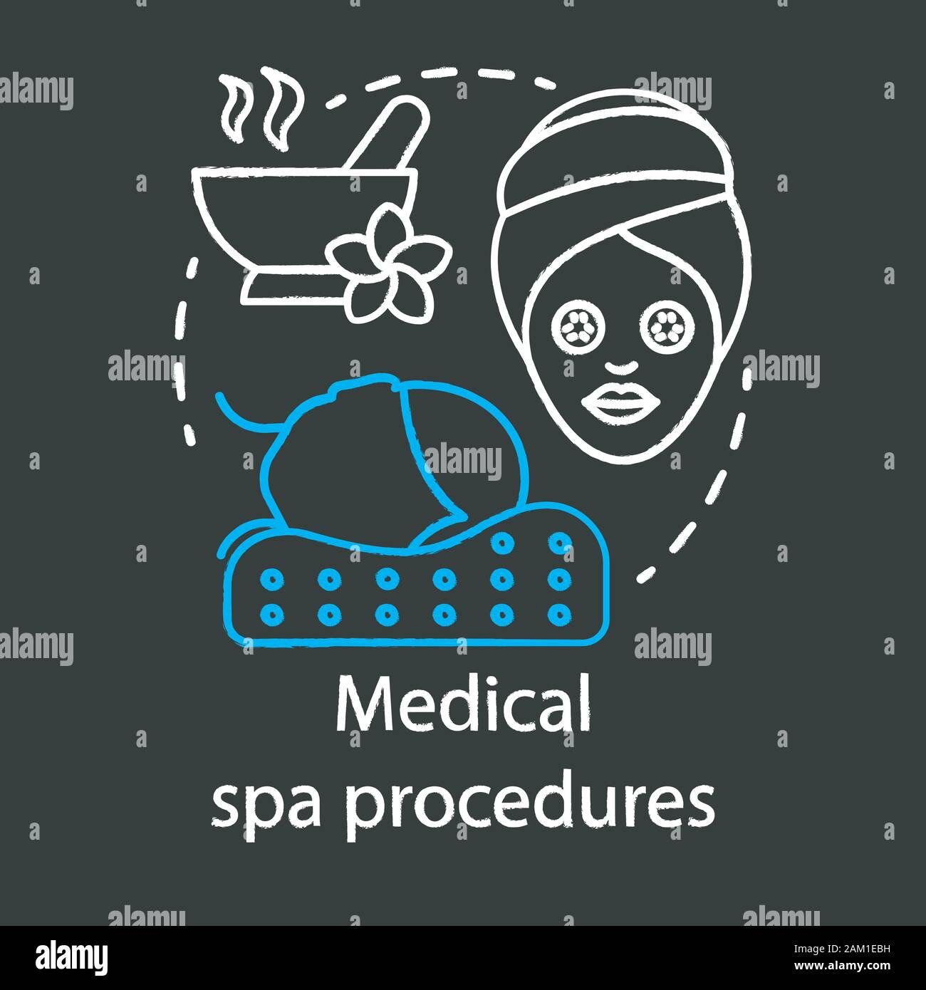 Medical spa procedures chalk icon. Non-surgical cosmetic treatments ...