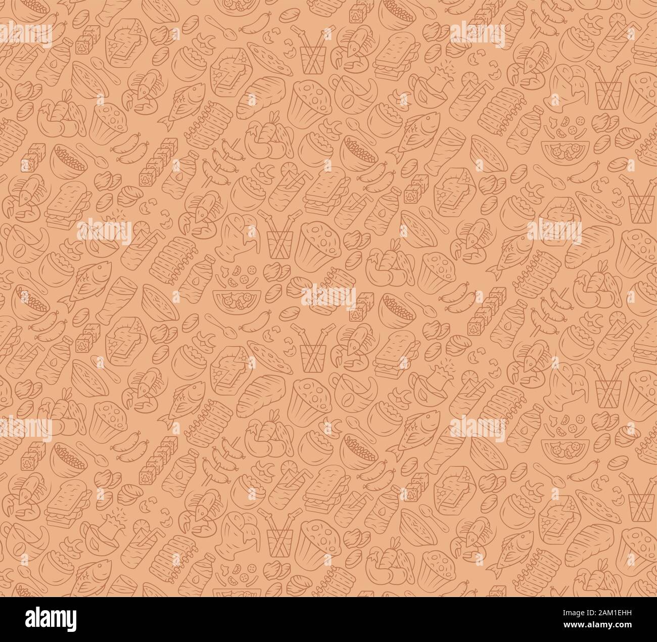 Food vector seamless pattern. Cuisine, fast food wallpaper with ...