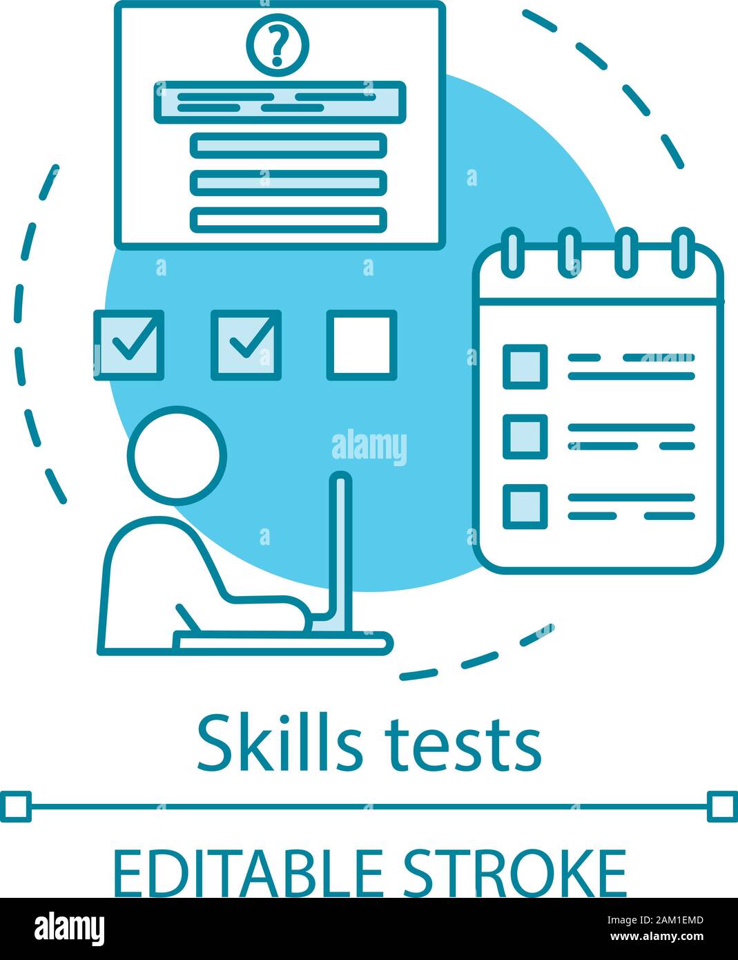 Skills tests turquoise concept icon. Pre-employment job interview test ...