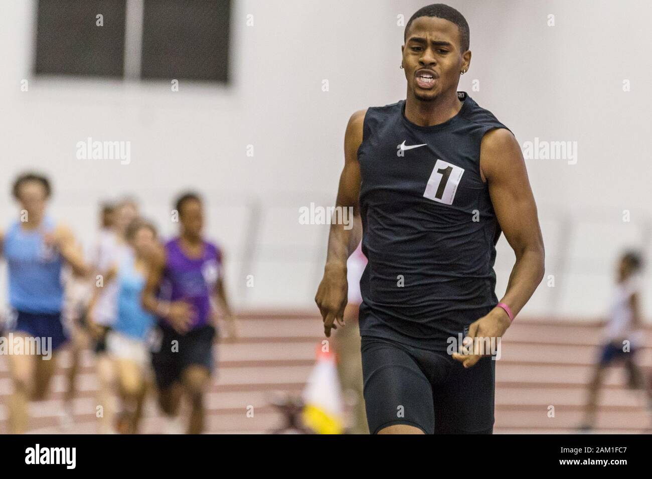 January 10, 2020: Adam Mason competes in the Boys 800-meter run during ...