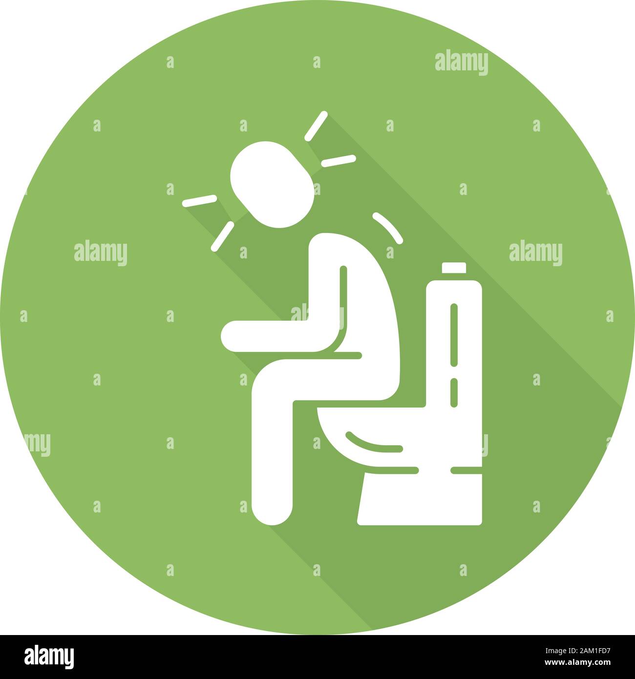 Diarrhea, constipation flat design long shadow glyph icon. Allergy ...