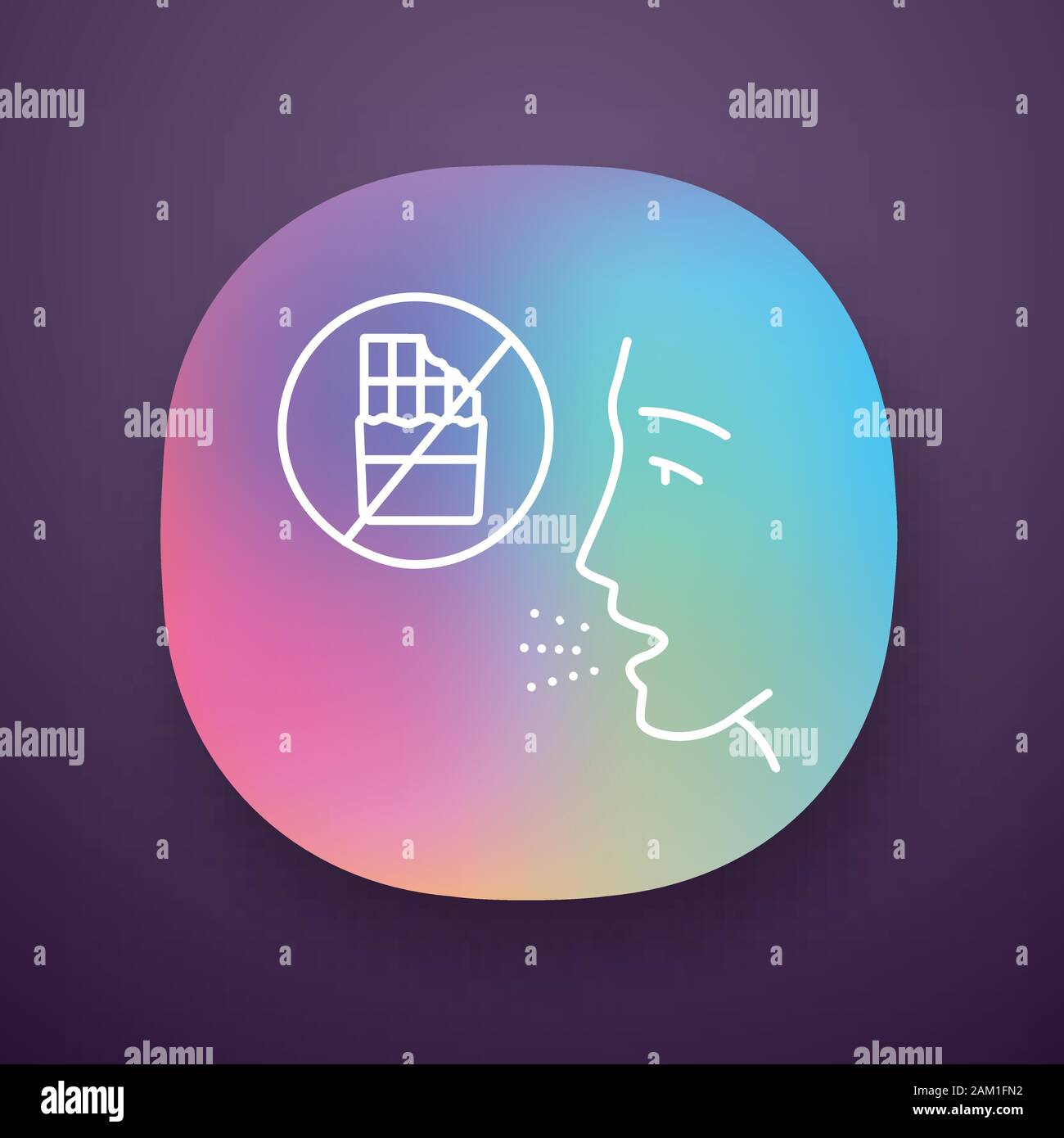 Food allergy app icon. Chocolate allergens. No sweets. Diabetes diet ...