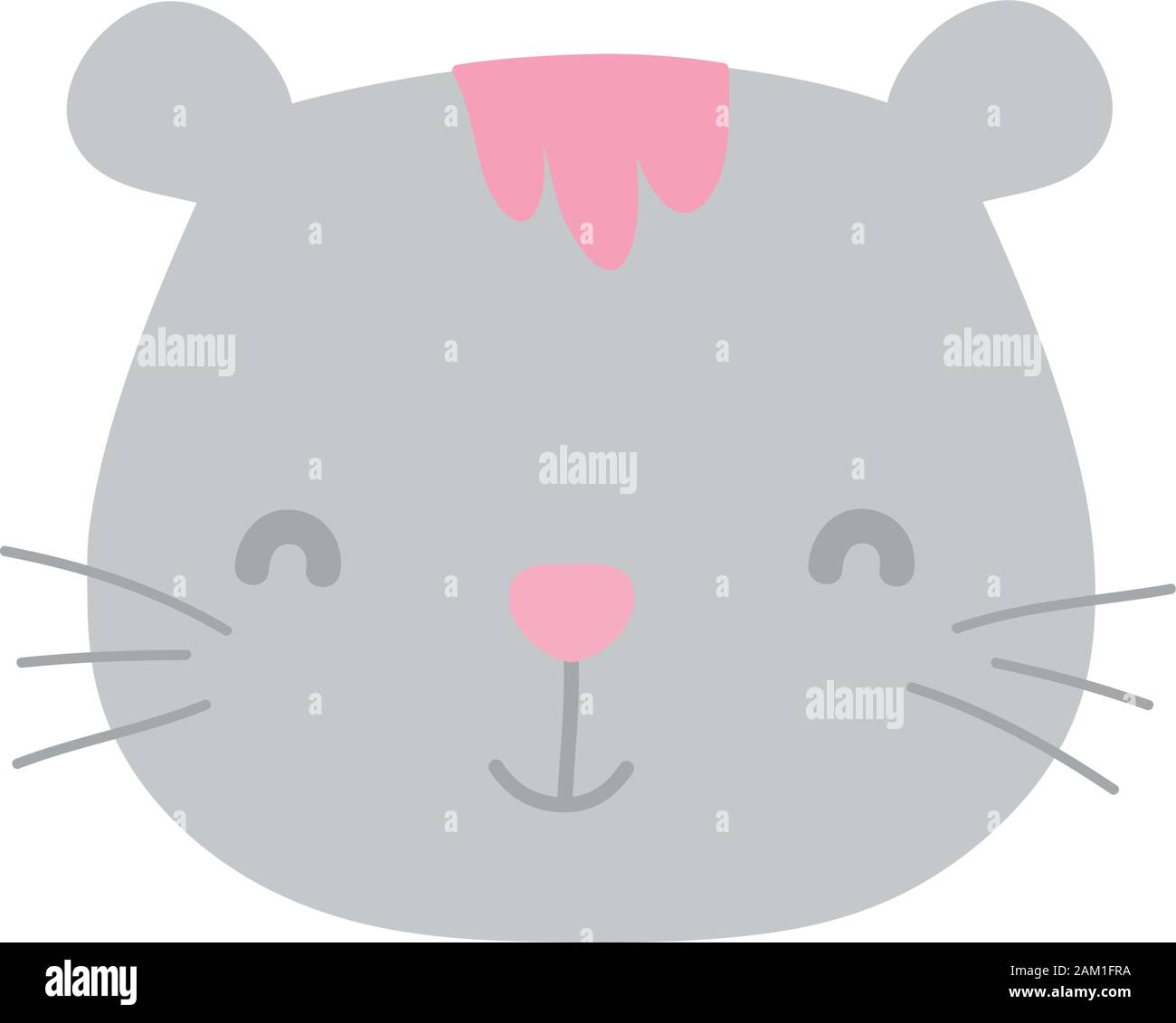 cute gray cat face cartoon animal feline on white background vector ...