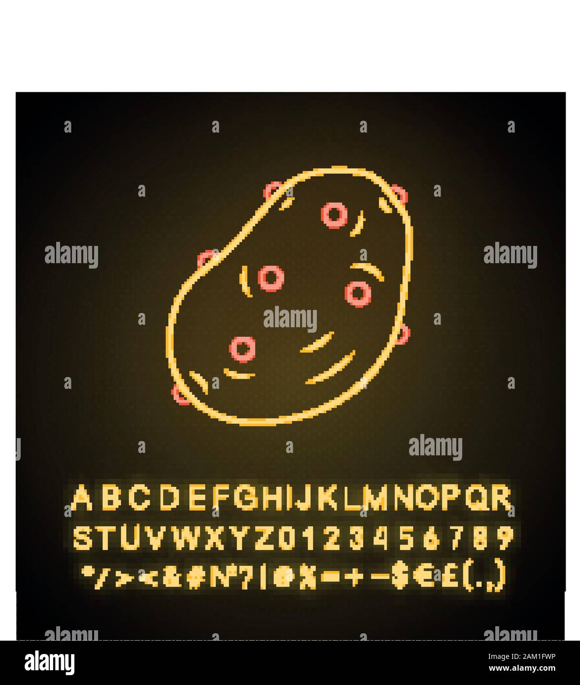 Potato neon light icon. Organic farming. Agriculture plant. Vegetable ...