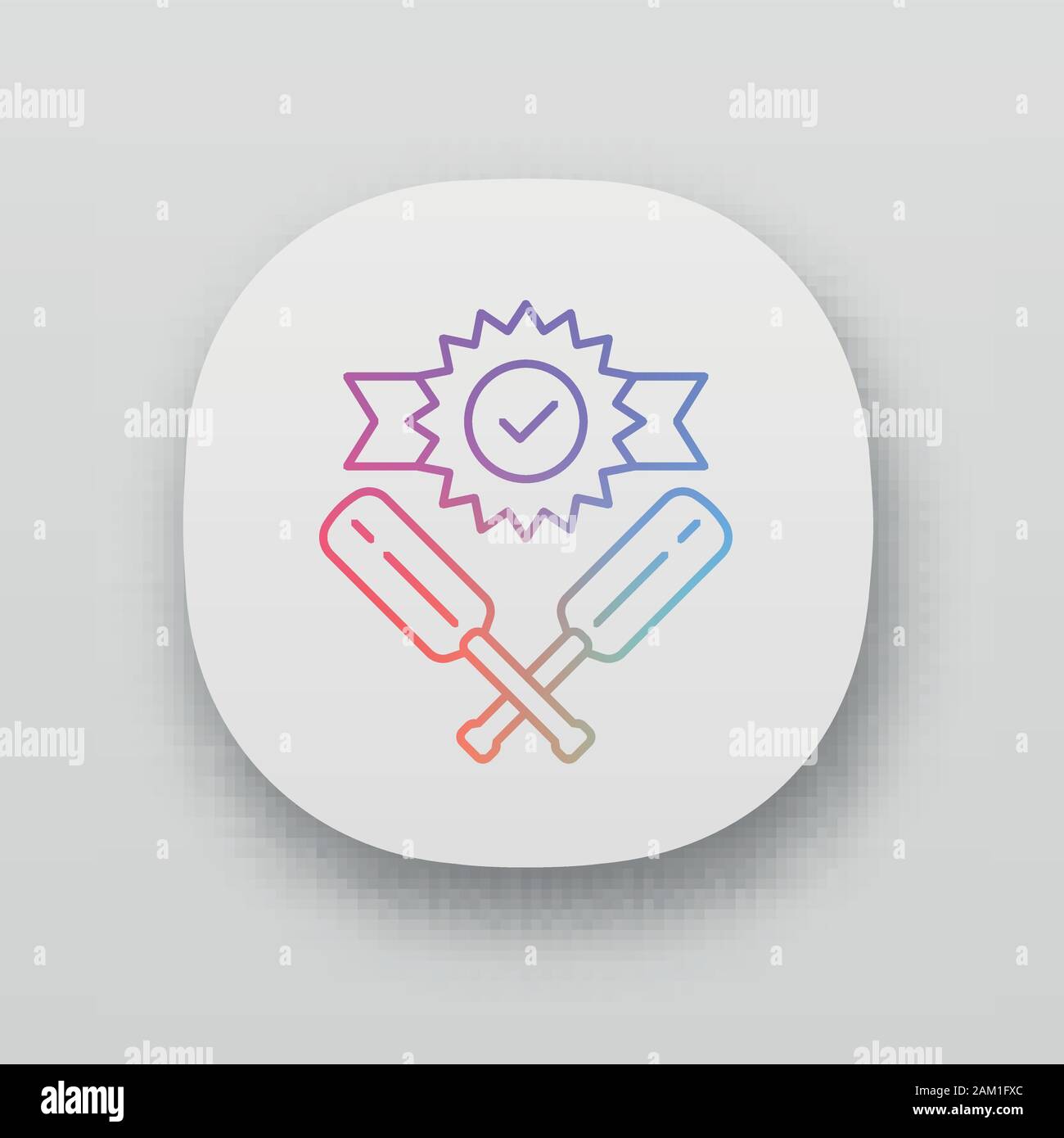 Cricket win app icon. Sport tournament. Winner trophy, crossed bits ...