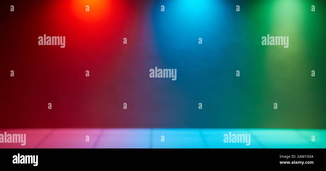 Red blue and green lights illuminating from above Stock Photo - Alamy