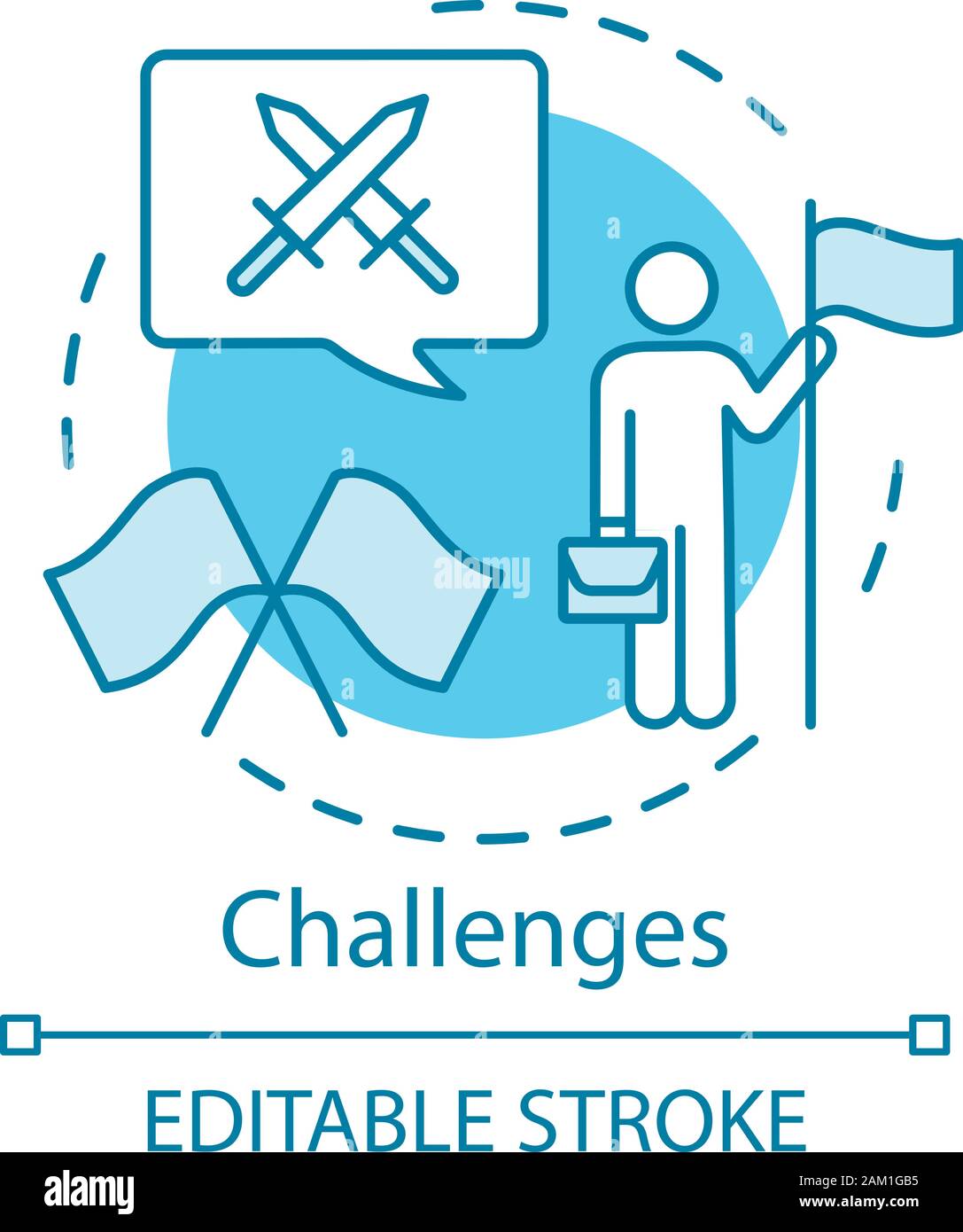 Challenges turquoise concept icon. Goal achievement, success, battle ...