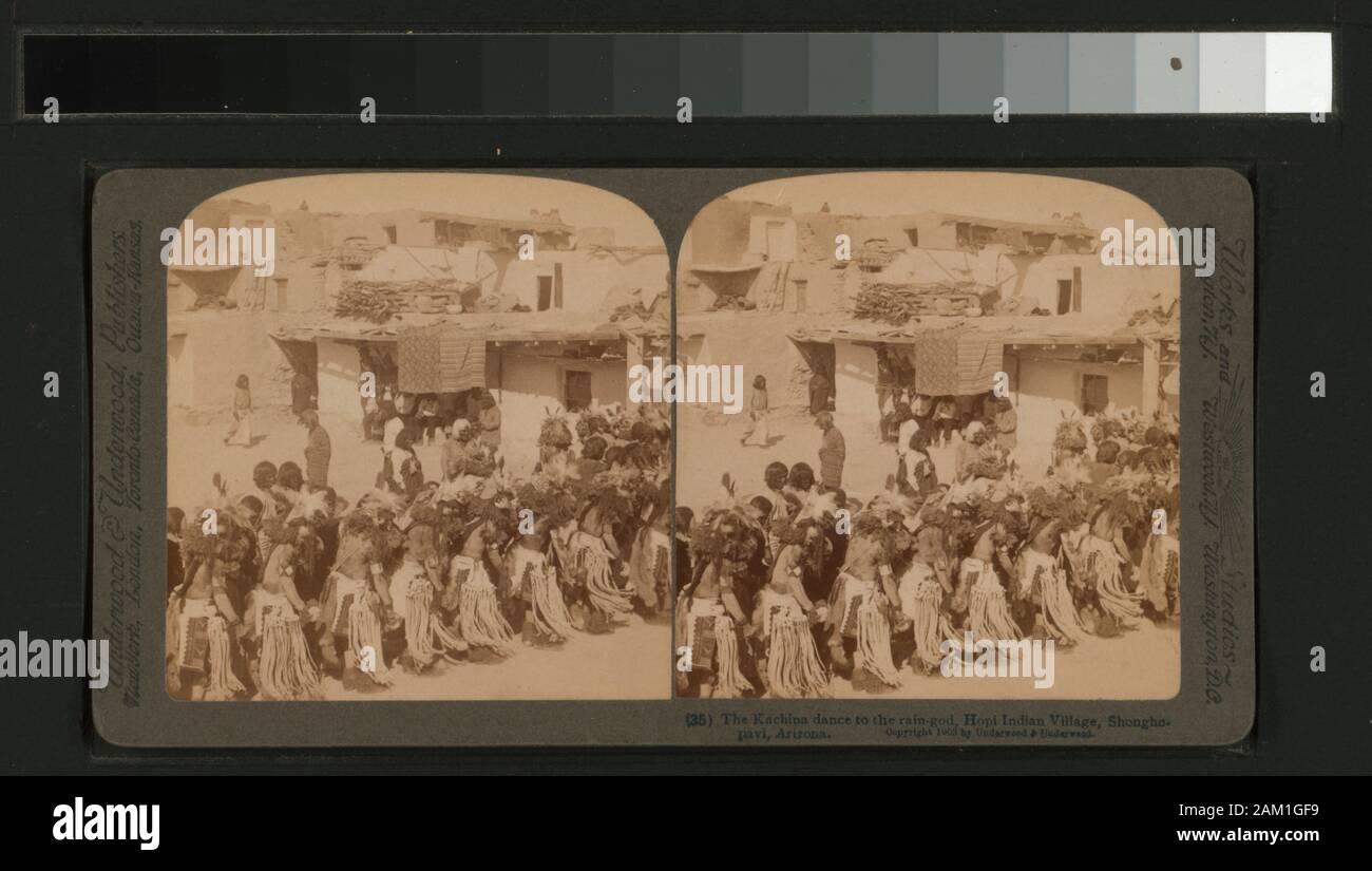 The Kachina dance to the rain-god, Hopi Indian village, Shonghopavi ...