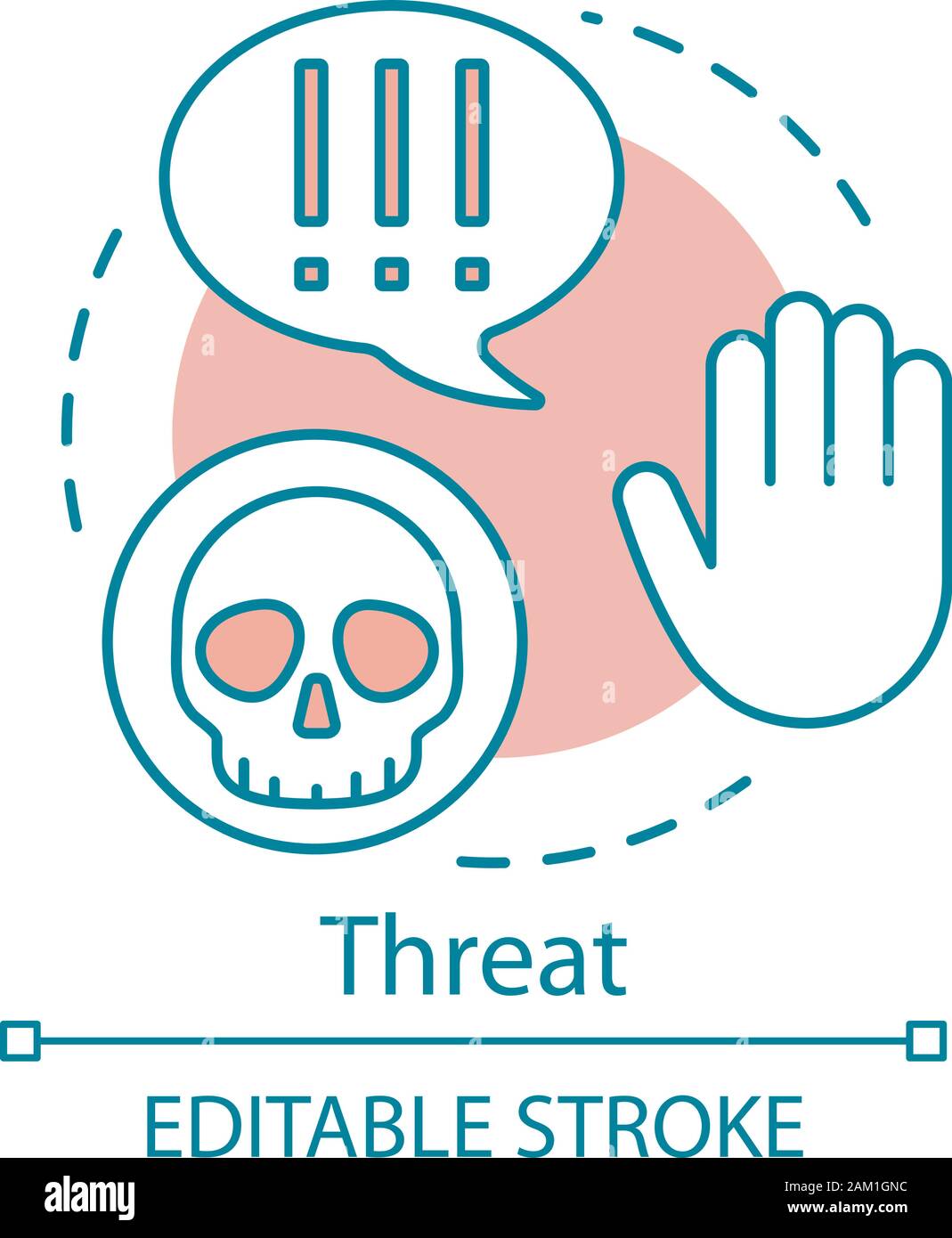 Threat concept icon. Virus, danger, warning hand idea thin line ...