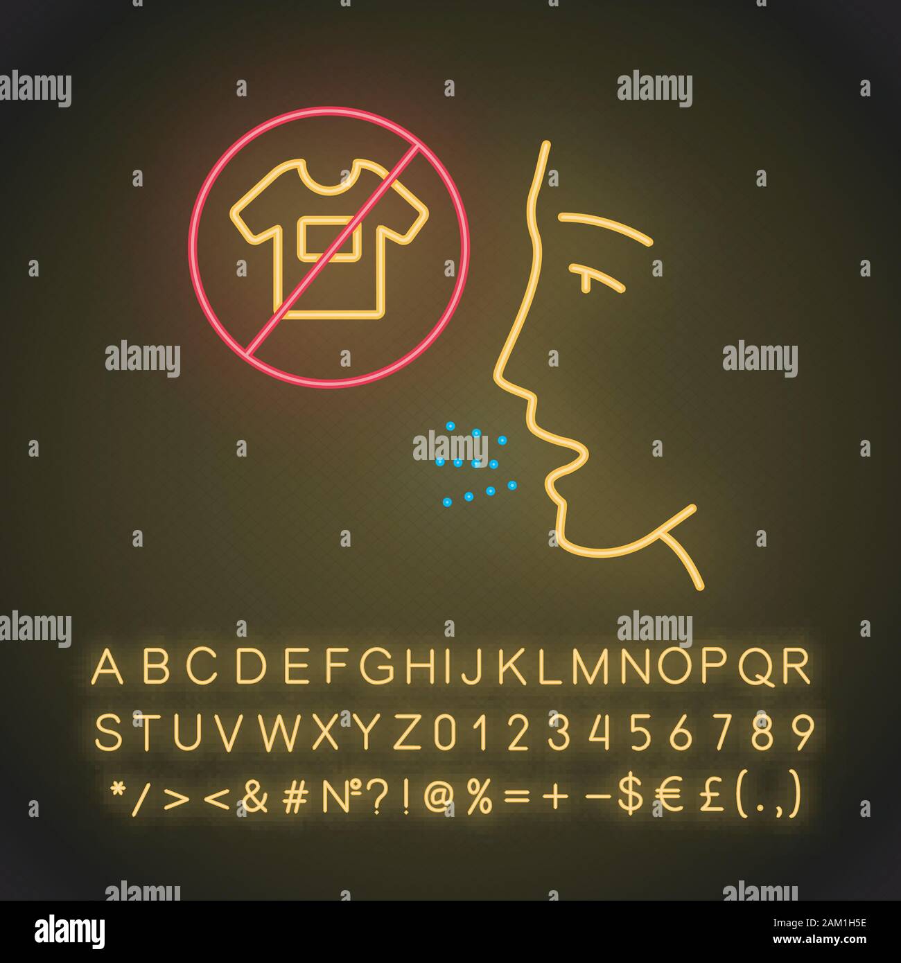 Clothing allergy app icon. Textile contact dermatitis. Allergic disease ...