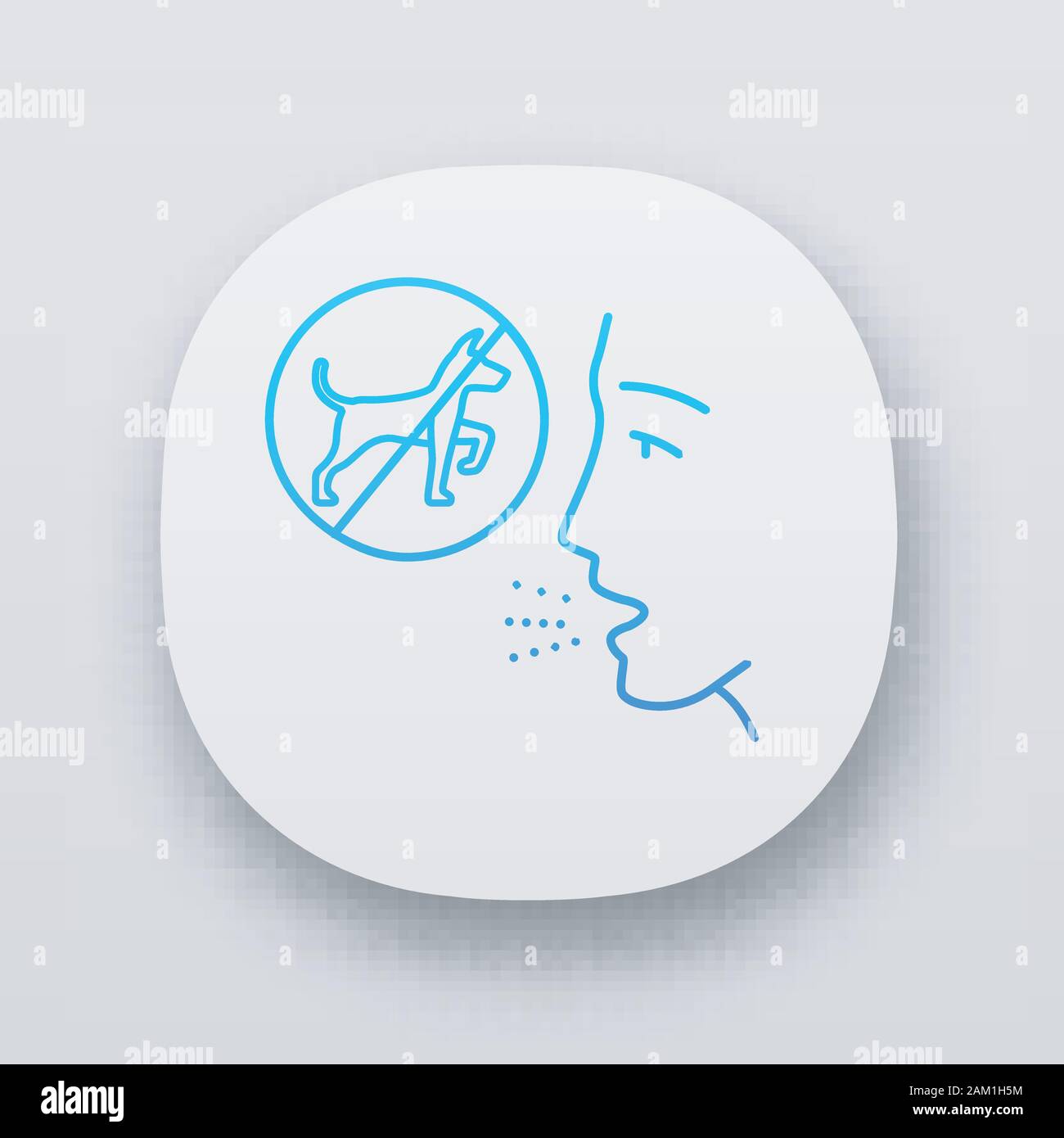 Dog allergy app icon. Allergic reaction of body. Ban of dogs ...