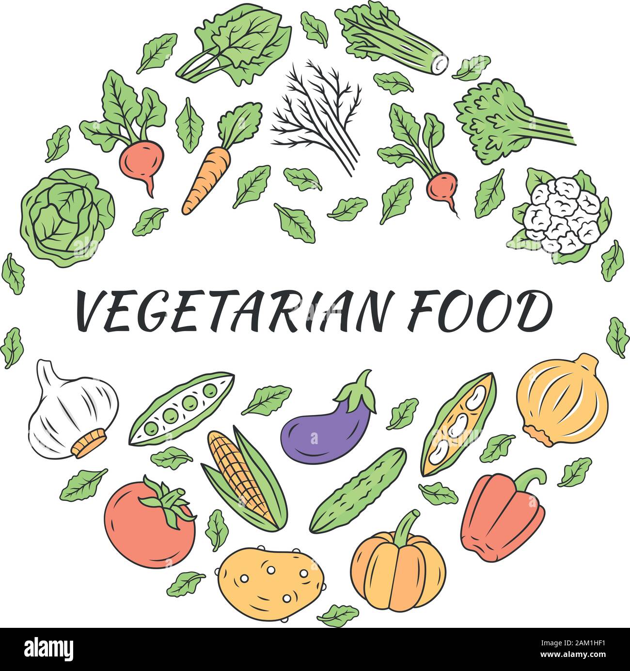 Vegetarian food word concept banner. Vegetables and fruits. Isolated ...