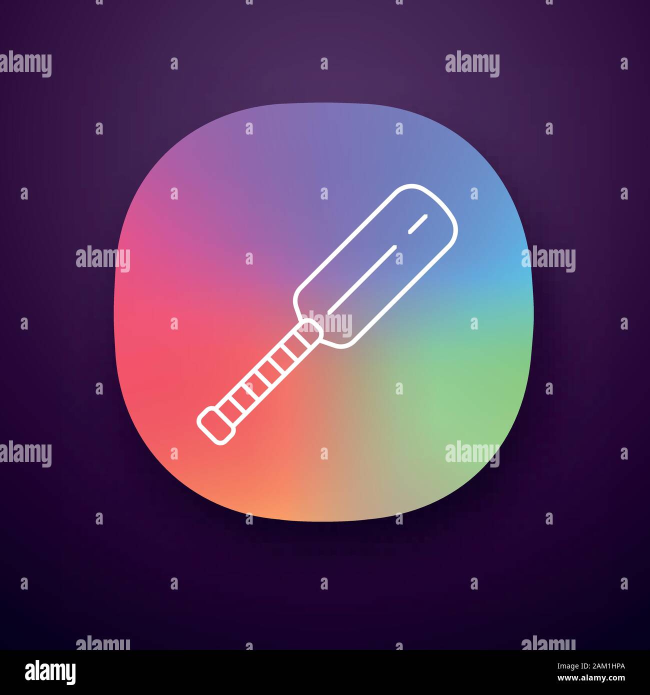 Cricket bat app icon. Equipment for batsmen. Wooden flat block with ...