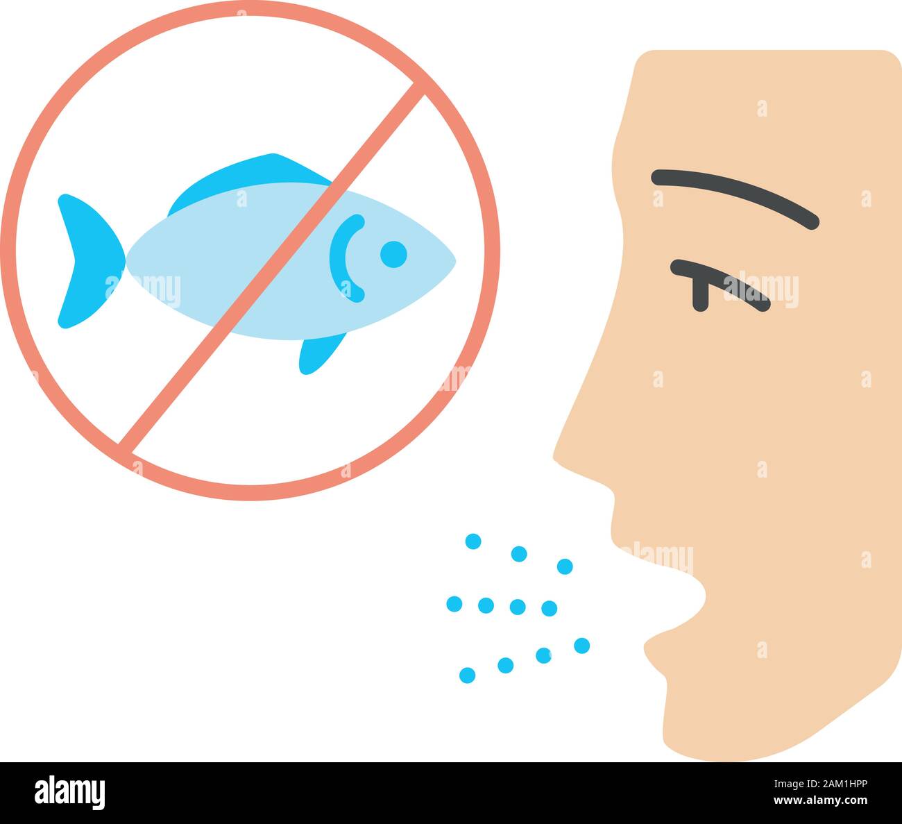 Fish allergy flat design long shadow color icon. Finned fish ...