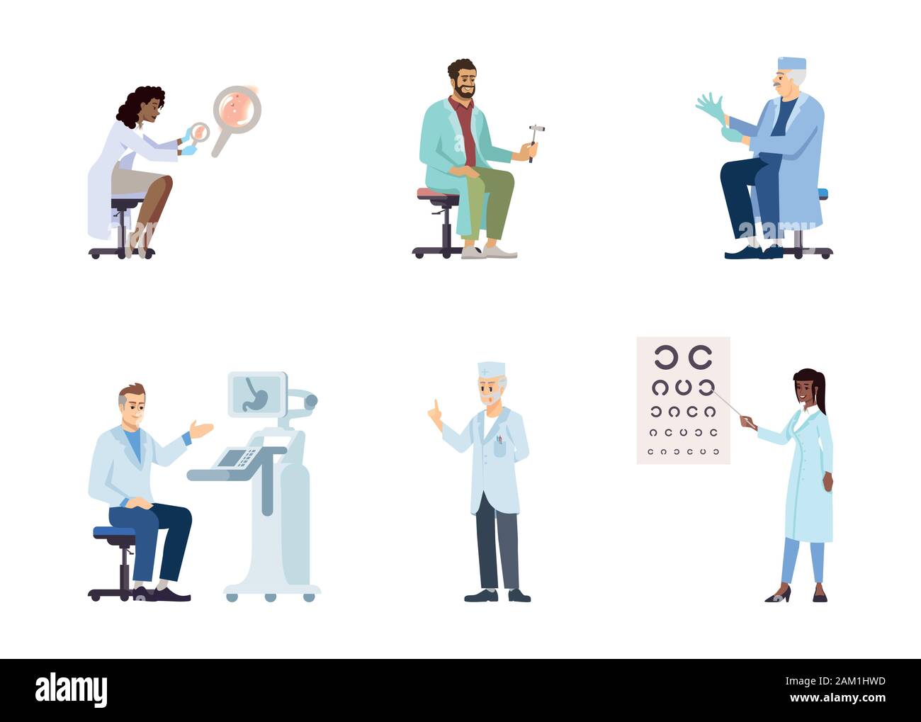 Doctors flat vector illustrations set. Medical specialists isolated ...