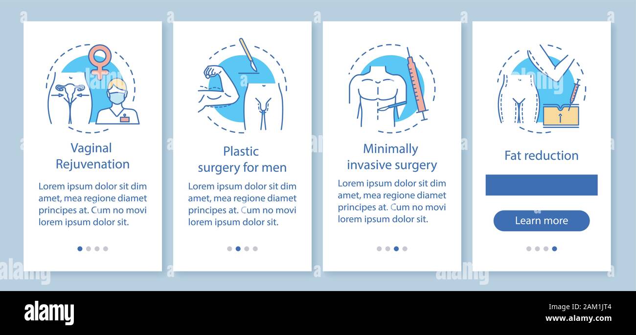 Plastic Surgery Center Service Onboarding Mobile App Page Screen With Linear Concepts Four