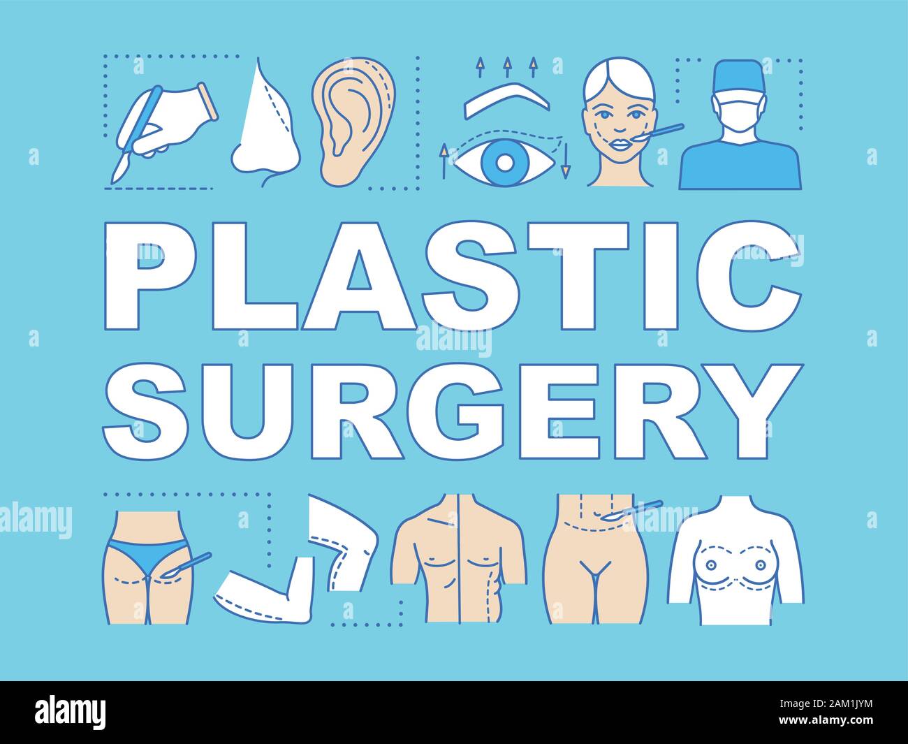 Plastic surgery word concepts banner. Surgical procedures. Operations ...