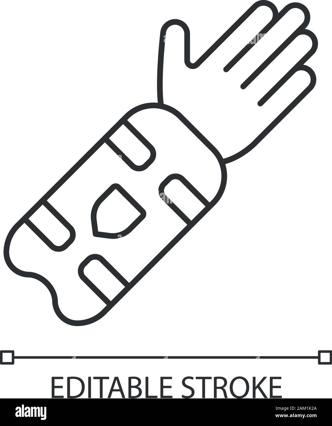 Cricket arm guard linear icon. Body protection for batsman. Arm pad on ...